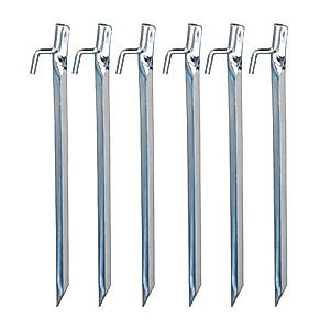 AceCamp Steel V Peg Tent Stakes, Camping Nail Spikes w/Hooks, Pitching Pop-Up Tent & Canopies, Heavy-Duty, No Slipping, Anchor, Hard to Bend. For Outdoor, Hiking, Tarp, Gardening