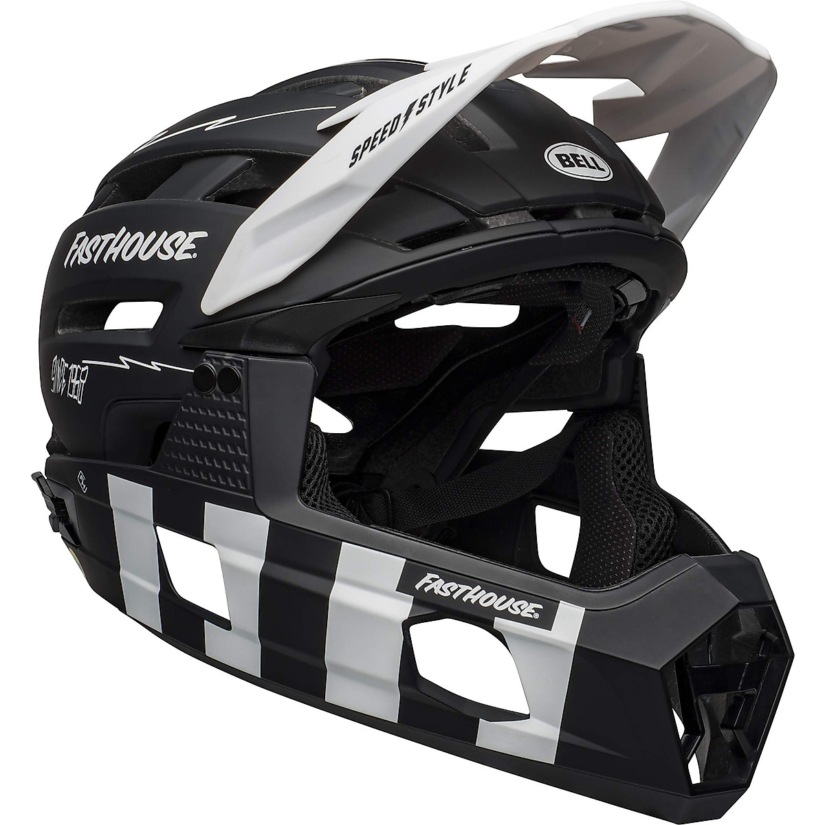 BELL Super Air R MIPS Adult Mountain Bike Helmet - Fasthouse Matte Black/White (2023), Small (52-56 cm)
