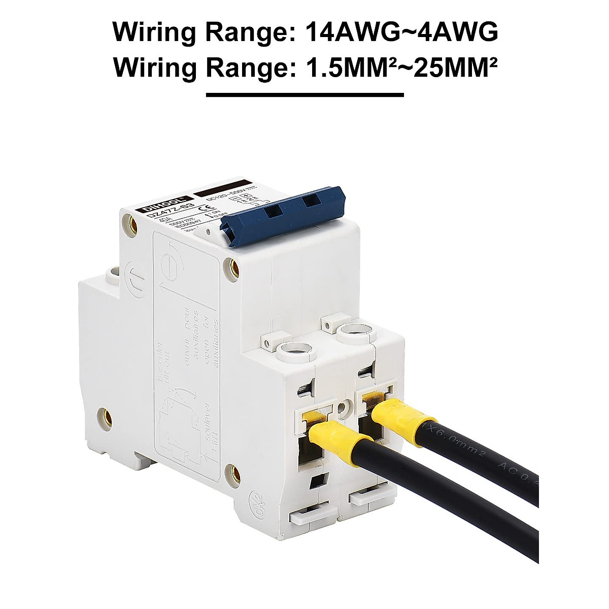 DIHOOL 40 Amp dc circuit breaker, 2-pole 500V DIN Rail Mount solar disconnect switch for Solar panels