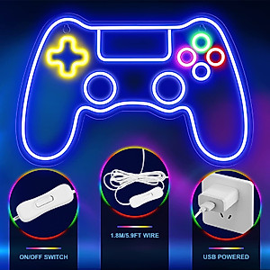 Kavaas Gamer Neon Sign, Game Controller Neon Sign for Gamer Room Decor - Gaming Neon Sign for Teen Boy Room Decor, LED Game Neon Sign Gaming Wall Decor - Best Gamer Gifts for Boys, Kids