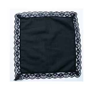 COCOUSM Ladies Handkerchiefs with Lace Pure Cotton Womens Hankies Black 3PCS
