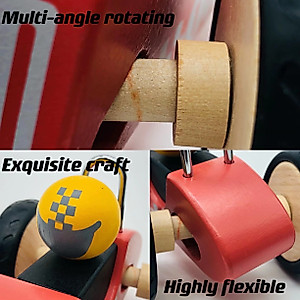 Lecelzie Toddler Wooden Toy Cars Montessori Toys for 1 2 3 4 Year Old Boys Girls Birthday Gift Party Favors for Kids Race Car Push and Pull Toys for 3-5