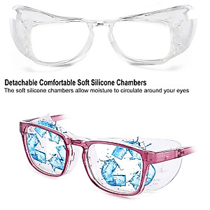 cosycare Hydrating Dry Eyes Glasses with Soft Silicone Moisture Chambers and Moisture Circulation Pad for Dry Eyes Symptoms (Dark)