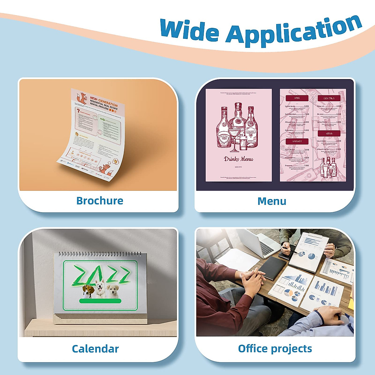 Uinkit 36lb Thin Flyer Paper Glossy 8.5x11 Inkjet 100 Sheets Single Side DIY Chip Bag 135gsm Photos Picture for Dye Ink Printer 8.5 x 11 inches Letter size A4 Brochure