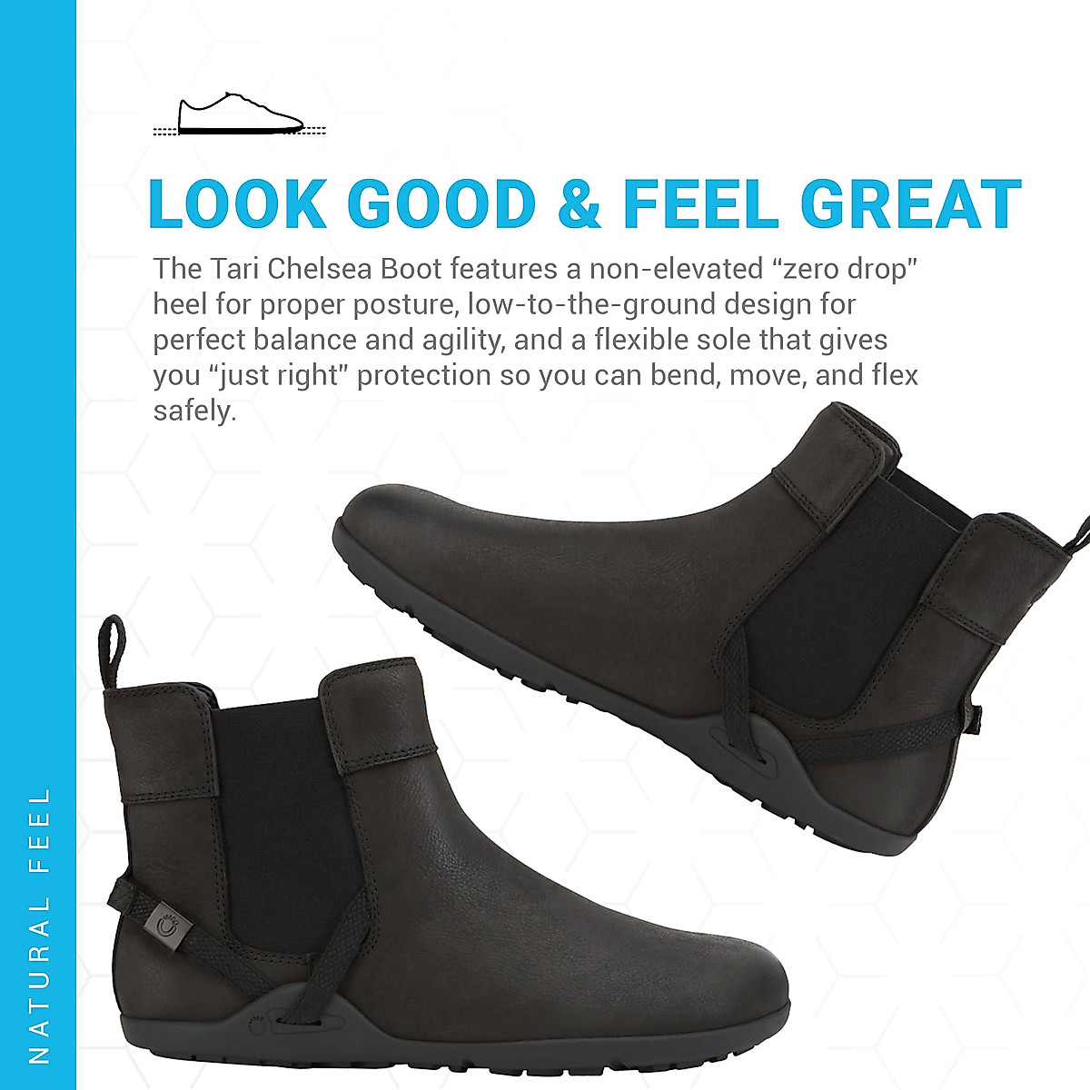 Xero Shoes Tari Women's Ankle Boots — Lightweight, Zero-Drop Heel, Leather Chelsea Boots for Women — Slip-on Women's Booties — Black, Size 8
