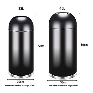 zxb-shop Garbage Can Open Top Dome Trash Can Commercial Metal Trash Can for Hotel Mall Cafes Trash Can (Color : Black, Size : 45L)