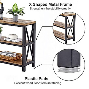 FATORRI Industrial Console Table for Entryway, Wood Sofa Table, Rustic Hallway Tables with 3-Tier Shelves for Living Room (55 Inch, Rustic Oak)