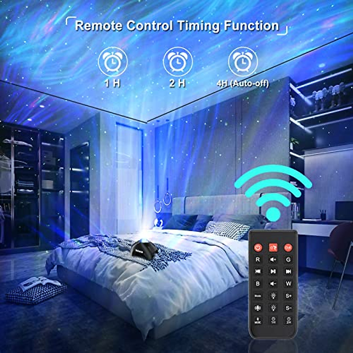Vinwark Northern Lights Aurora Projector for Bedroom with Music Bluetooth Speaker and White Noise, Galaxy Projector, Starry Night Light Projectors for Kids Adults Gaming Room