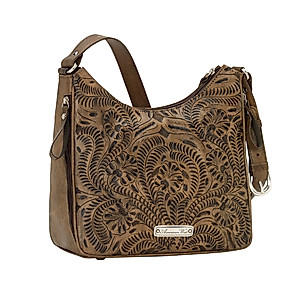 American West Women's Hand Tooled Concealed Carry Shoulder Bag Distressed Brown One Size