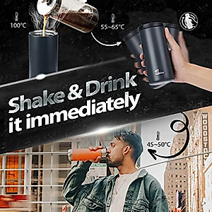 Lykka Travel Coffee Mug Spill Proof, Smart Mug/Hand Warmers Insulated Tumbler - Smart Hot Water Bottle Sport Neck Cooling Bottle Smart Thermal Coffee Travel Mug 14 oz