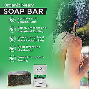 iHeart Nature Organic Neem Soap Bar (Large 6 Ounce) - Herbal Body Odor Cleanser - Moisturizing, Long-Lasting, Creamy Wash - Gentle Skin Hydration and Care
