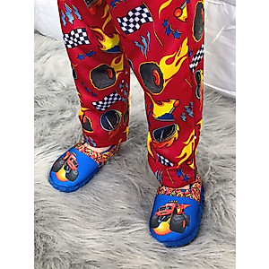 Blaze and The Monster Machines Boys Toddler Plush Aline Slippers (11-12 M US Little Kid, Red/Blue)