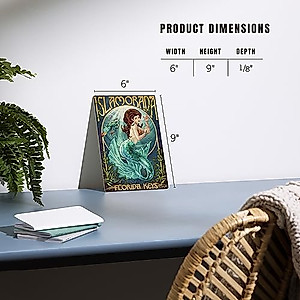 Lantern Press 6x9 Inch Wood Sign, Ready to Hang Wall Decor, Islamorada, Florida Keys, Mermaid