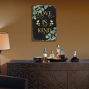 JPKIROZR retro Bible Verse Art Love Is Kind Eucalyptus tin sign metal poster wall plaque decoration bar cafe home garage cave club garden plant wall art minimalist decor, white-style-2, 11.8'x7.9'