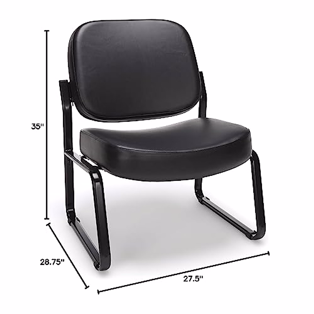 OFM Big & Tall Armless Guest and Reception Chair, Black