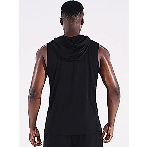 NELEUS Men's Workout Tank Tops Sleeveless Running Shirts with Hoodie,5098,3 Pack,Black/Black/Black,2XL