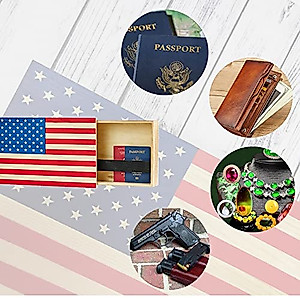 UraiseWerk handmade decorative wooden box concealed cabinet with slidable American flag cover