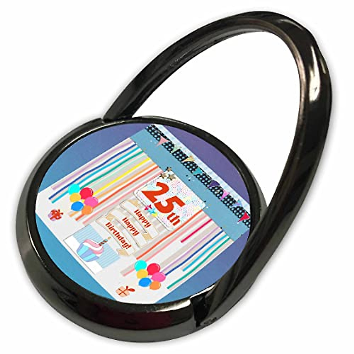 3dRose Image of 25th Birthday Tag, Cupcake, Candle, Balloons, Gift,... - Phone Rings (phr_359185_1)