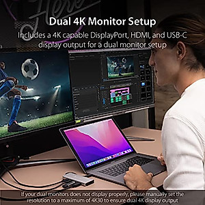 j5create USB4 Dual 4K Multi-Port Hub -5 in 1 USB4 Hub with PD 85W, Dual 4K Display, DisplayPort 1.4, USB-A, USB-C Ports | for Macbooks, Windows Laptops, Thunderbolt 3/4, and USB4 Devices (JCD401)