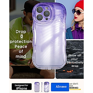 AICase iPhone 14 Pro Max Case Curly Wave Frame Cute Design with Full Camera Lens Protection,Aesthetic Kawaii Slim TPU Bumper Luxury Plated Shockproof Protective Transparent for Women Girls Men_5