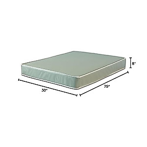 Treaton, Pressure Relieving & Cooling Tight Top Pocket Coil Hybrid 75" x 30" Mattress - 8-inch Water Proof Vinyl Medium Firm Mattres, Great for Hospital and Institutional Use, Bed in Box, Green