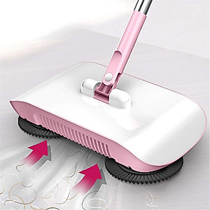 Gallity Hand Push Sweeper, Household 360° Rotation Automatic Sweeper, Lightweight Carpet Sweeper,Strong Floor Sweeper, Great for House,Office,Kitchen,Carpet,Hard Floor (Pink)