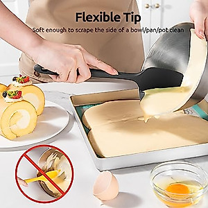 U-Taste Silicone Spatula Set with 600 Degrees Fahrenheit Heat Resistant (Black)