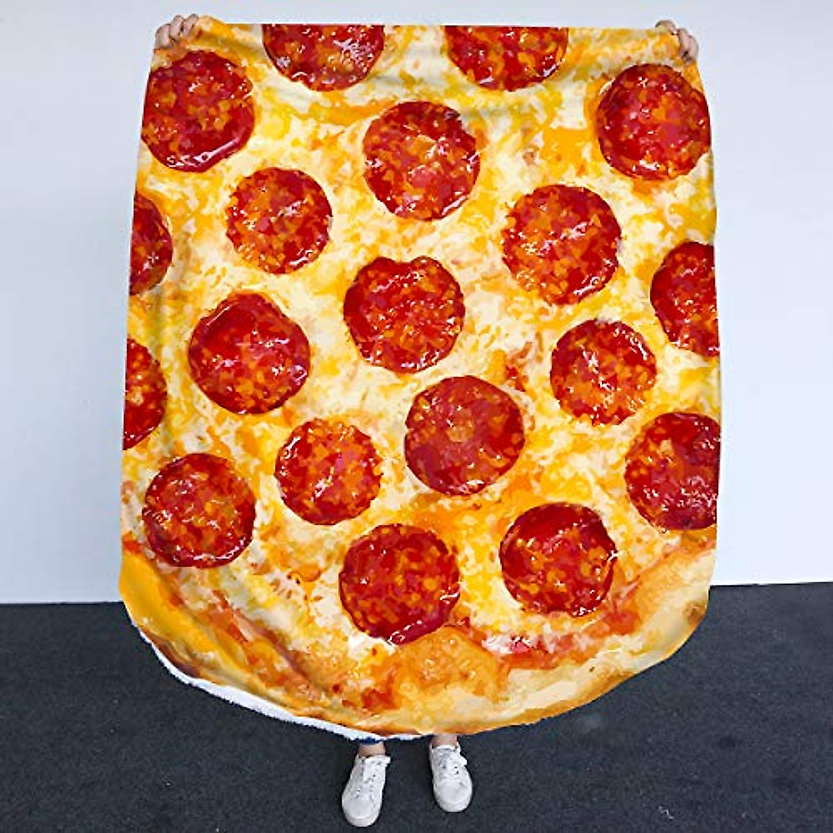Sleepwish Sherpa Round Throw Blanket Pepperoni Cheese Pizza Pattern Bed Spread Fleece Lined Blanket Blanket Wrap for Kids Lounging Men Women (40 inch)