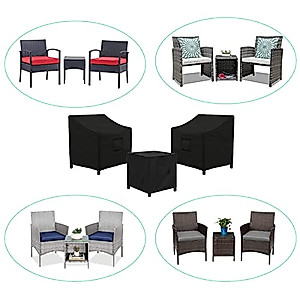 SIRUITON 3 Piece Outdoor Veranda Patio Garden Furniture Cover Set with 420D Durable and Water Resistant Fabric,Fit for Outdoor Wicker Patio Furniture Sets/Rattan Chair Conversation Sets-Balck