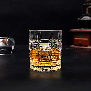 KANARS Whiskey Glasses Set of 4, 10 Oz Crystal Old Fashioned Whisky Tumblers for Bourbon, Scotch, Irish Whisky, Cocktails and Vodka, Whiskey Gift for Men Women