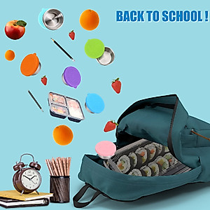 6Pack Salad Dressing Container To Go, 1.6oz Small Condiment Containers with Lids, Reusable Stainless Steel Sauce Cups Containers, Leakproof Silicone Lids for Lunch Bento Box, Picnic and Travel