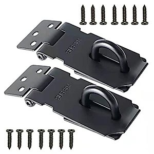 Axuansor Padlock Latch Lock 3 Inch Stainless Steel Hasp Lock Latch Matte Black Door Lock Hasp Latch with Screws for Door Shed Cabinet 2 Pack
