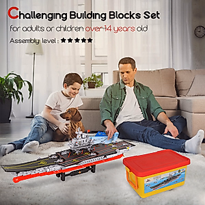 2234 Pieces Aircraft Carrier Building Blocks with Storage Box, 38x 7.7x10.5 Inch Stress Release Large Construction Military Warship Battleship Blocks Toys for Adults and Kids 14 Years and Up