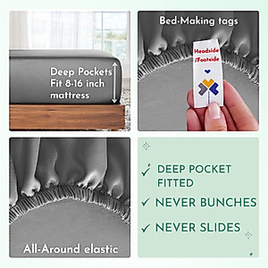 California Design Den Luxury Queen Size Sheet Set - 100% Cotton, 600 Thread Count Deep Pocket Queen Sheets, Hotel-Quality Bedding with Sateen Weave - Grey