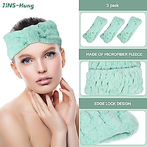 JINS-Hung Facial Spa Headband for Makeup and Washing Face Microfiber Elastic Head Wrap Comfort to Skincare Shower Mask Thick Hair Band for Women & Girls 3-PACK
