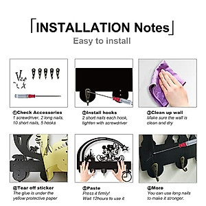 SANDIKSHA Cartoon Key Holder, Animation Style Wall Mount Organizer Wooden Key Rack with 5 Key Hooks, Rustic Home Wall Mounted Key Hangers Decor for Entryway Door Bathroom Kitchen，Gifts for Children