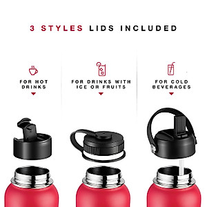 Brewberry Stainless Steel Insulated Water Bottle and Travel Mug for Hot and Cold Beverages, Wide Mouth, Double Wall Insulated Hydration Sports Water Bottle for Hiking, Biking, Outdoor, 40 OZ BPA Free