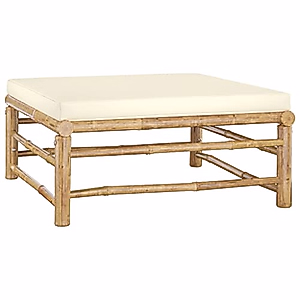 Higsose 3 Pcs Patio Lounge Set with Cream White Cushions Bamboo Lounge Chairs for Outside Outdoor Lounge Chairs Chaise Lounge Patio Lounge Chair Outdoor Lounger Bamboo Chair Bamboo Patio Furniture