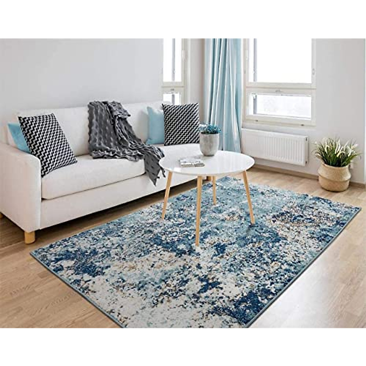 Persian Rugs 6490 Blue 8 x 11 Abstract Modern Area Rug