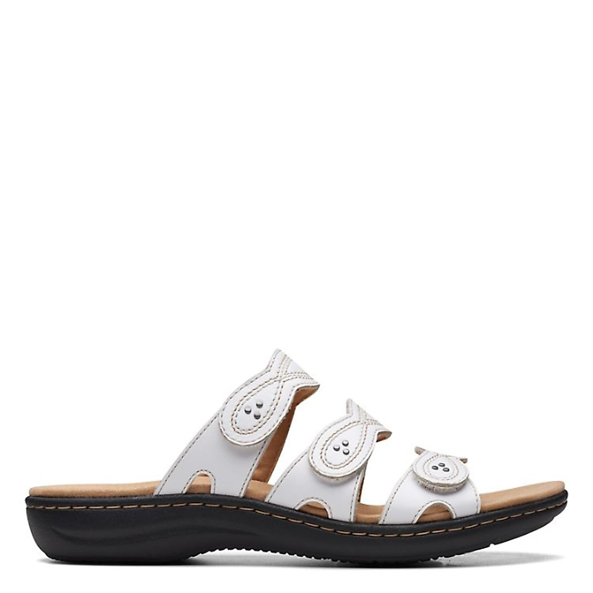 Clarks Women's Laurieann Ayla Flat Sandal, White Leather, 8