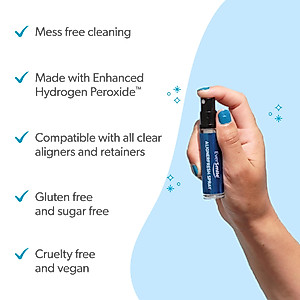 EverSmile AlignerFresh Cleaning Spray for Invisalign and All Clear Aligners and Retainers – On-the-Go Cleaning & Teeth Whitening, Kills Bacteria, Fights Bad Breath – Mint Flavor, 10ml (2 Pack)