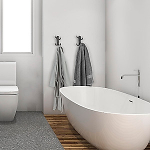 MyGift Vintage Dark Brown Cast Iron Coat Hooks, Southwestern Style Cactus Shape Wall Mounted Entryway Hanging Hook or Bathroom Towel and Robe Hangers, Set of 2