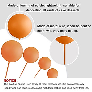 ASTARON 20 Pcs Ball Cake Topper Decorations Mini Balloons Cake Topper Sticks Orange Balls Cake Picks Cake Topper Balls Cake Decorations for Wedding Birthday Cake Decorations