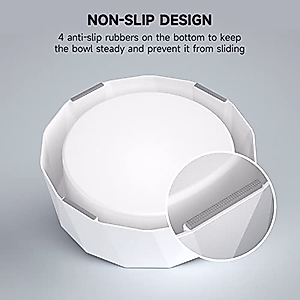 ELS PET Dog Bowl No Spill, Pet Water Bowl No Drip Slow Water Feeder Cat Bowl, Pet Water Dispenser 70oz/2L Large Capacity Travel Water Bowl for Dogs, Cats (Grey with Filter, 1L)