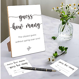 Guess How Many, Bridal Shower Games, Bridal Shower Decorations, Baby Shower Games, Birthday Party Decorations, Sprinkle Shower Game, 1 Wooden Play Sign with Stand and 50 Guess Cards Set