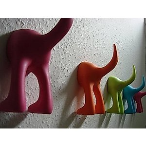 Ikea Set 6 Dog Tail Hooks Assorted Colors Pet Leash Hanger Hat Coat Key Holder Wall Organizer Bastis by IKEA Office Product
