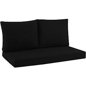 idee-home Outdoor Loveseat Cushions Set 46" x 26", Outdoor Cushions for Patio Furniture with Waterproof & Color Fastness Covers, 1PC Outdoor Seat Cushion 2PCS Couch Back Cushions for Garden Chair