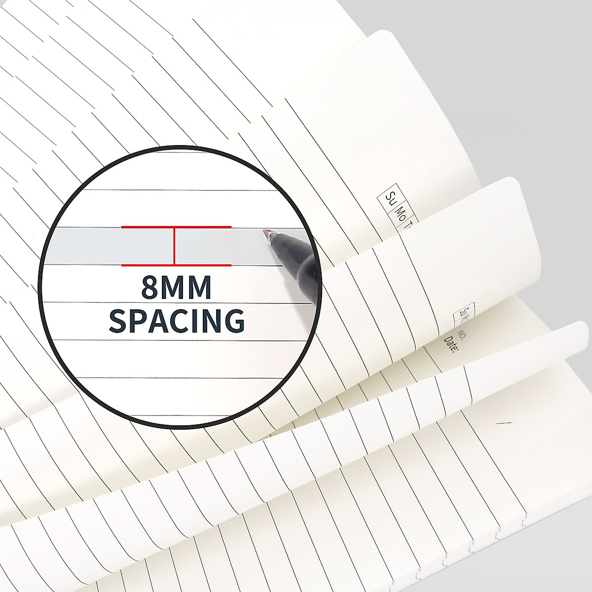 SUNEE 4 Pack Spiral Notebook - A5 Lined Journal Notebook 5.9 x 8.3 inches 8mm Ruled 80 Sheets/160 Pages - Journals for Study and Notes (pink, blue, green, purple)