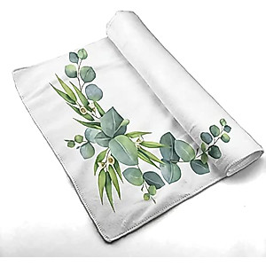 Watercolor Hand Painted Wreath Hand Towel - Green Eucalyptus Leaves Print Bath Bathroom Towel Highly Absorbent Soft Hand Towels