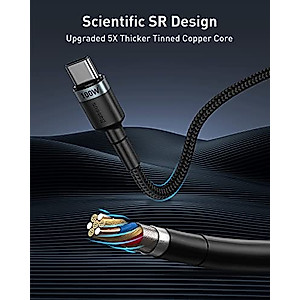 Baseus USB C Cable, [2-Pack 6.6ft+6.6ft] 100W PD 5A QC 4.0 Fast Charging USB C to USB C Cable, Nylon Braided Type C Cable for Samsung S21 S20 Note 20 iPad Pro MacBook Pro Google Pixel etc(Black)